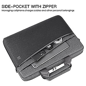 DOMISO 17 Inch Shockproof Laptop Carrying Case Business Briefcase Waterproof Messenger Shoulder Bag for 17"-17.3" Notebook/Chromebook/Dell/Lenovo/Acer/HP/MSI/ASUS, Black & Dark Grey