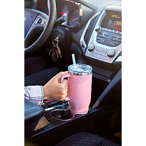 POZOLD 40oz/1200ml Insulated Travel Mug Tumbler with Handle and Straw Lid Insulated Reusable Stainless Steel Water Bottle Travel Mug Iced Coffee Cup Travel Mug for Hot Iced Drink (White)