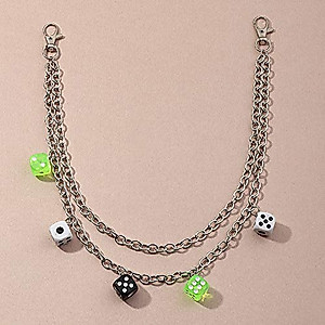 Punk Pocket Wallet Chain Cute Angel Dice Mushroom Heart Thorns Jean Pants Multilayer Belt Chains Waist Belly Body Chain Jewelry for Women and Girls -Dice