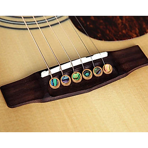 Tbest 6Pcs Guitar Bridge Pins,Brass Bridge Pins for Acoustic Guitar Bridge Pins- Endpin Inlaid Abalone Dot Acoustic Guitar Replacement Parts(Rose Gold)