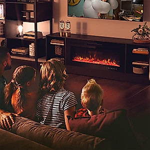 36" Electric Fireplace Inserts Wall Mounted Fireplace with [3D Flame] [Wall Mounted] [Remote Control] for The Living Room Bedroom Indoor, Black