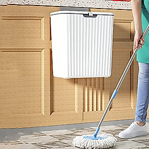 2.4 Gal Hanging Trash Can for Kitchen Cabinet Door with Slide Open Lid, Wall Mounted Plastic Garbage Bin for Kitchen Under Sink, Bathroom, Cupboard, Bedroom, Office, Camping