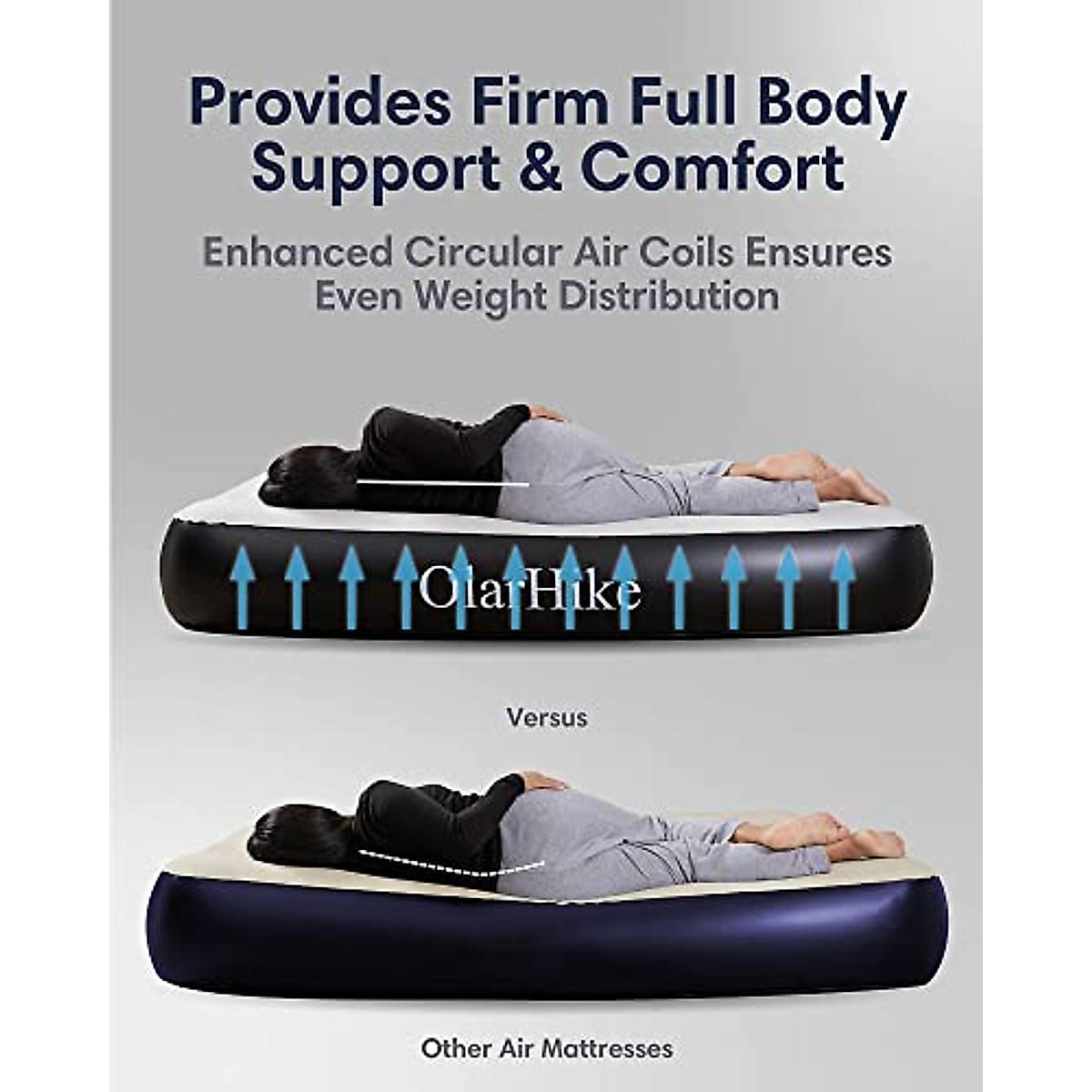 OlarHike Queen Air Mattress with Built in Pump,Inflatable Blow Up Airbed with Storage Bag,13" High Speed Inflation Black, Camping Accessories, Travel and Guests & Indoor