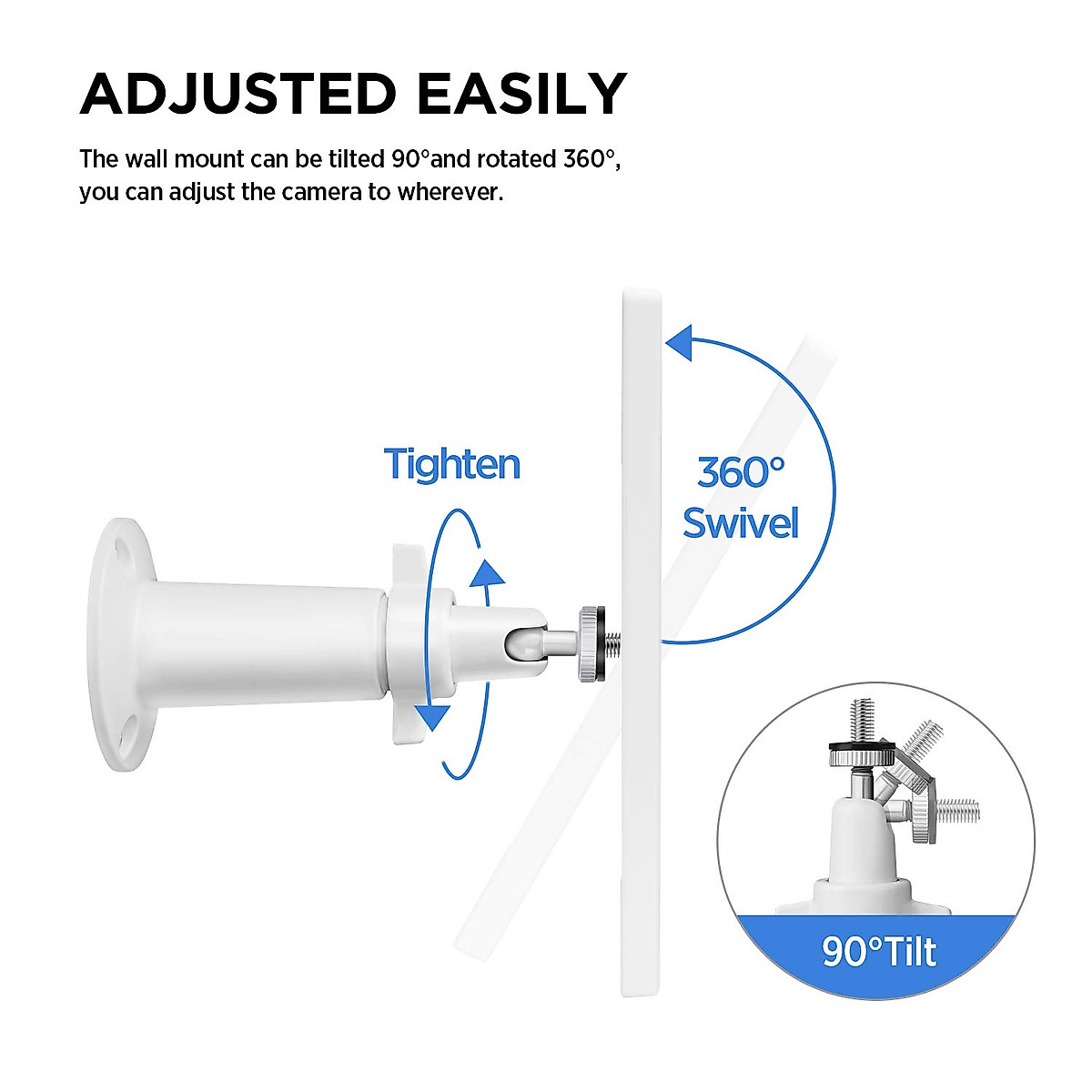 OLAIKE Smart Home Adjustable Indoor/Outdoor Metal Wall Mount (2 Pack) for Ring Stick Up Cam Wired/Battery & Indoor Cam, Arlo Pro/Pro 2/Pro 3/Pro 4/Ultra, Eufy Cam E / 2 / 2C, Wyze Pan v3, White