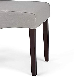 SIMPLIHOME Avalon Deluxe Parson Dining Chair (Set of 2), Light Beige Linen Look Fabric and SOLID WOOD, Square, Upholstered, For the Dining Room, Transitional Modern