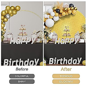 MXSEY 7.2x7.2ft Gold Glitter Sequin Round Backdrop Luxurious Golden Photography Background Circle Backdrop Cover Birthday Wedding Bridal Baby Shower Party Decor