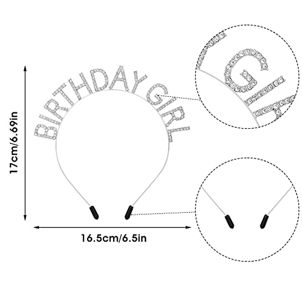 WLLHYF Birthday Crowns Girl Headband Birthday Sash Bling Rhinestone Hair Band Princess Tiara Sweet Happy Birthday Accessories for Women Girls Party Valentine's Day Festival Decorations