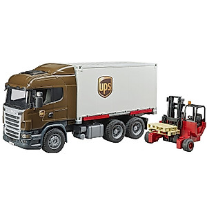 Bruder 03581 Scania R-Series Ups Logistics Truck with Forklift Vehicles