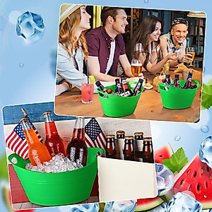 6 Pieces Ice Buckets Bulk, Plastic Ice Buckets with Handles, Oval Storage Tub, Large Capacity Ice Drink Bucket for Party Bar Wine Beer Champagne Beverage Bottle Cooler (Green,4.5 Liter)