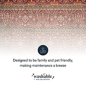 Linon Home Decor Products The Anywhere Washable Rug Yarit Garnet & Ivory 3' X 5' Accent Rug