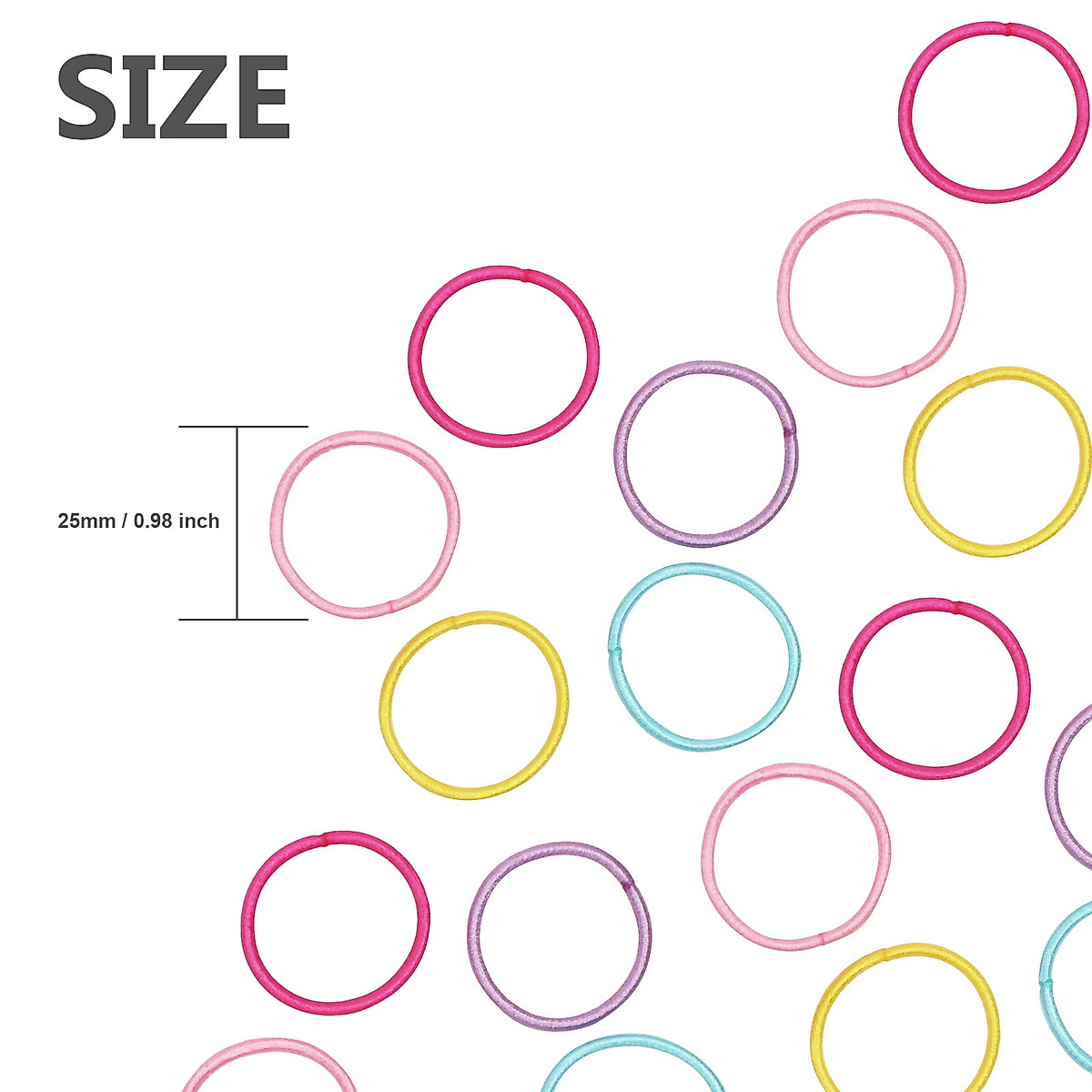 YEEPSYS Kids Hair Ties, 100 pcs Hair Elastic Bands for Toddler and Girls , Baby Multicolor Small Seamless Hair Bands Elastic Ponytail Holders (100 Pcs, Bright Multicolor)