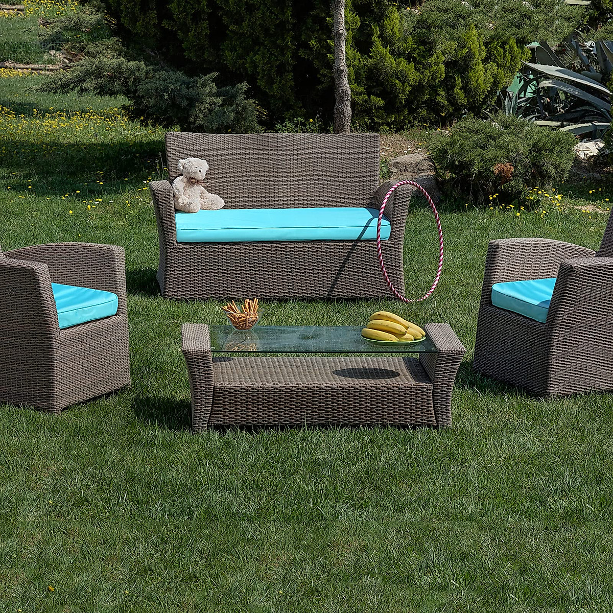 3 Pcs Outdoor Cushion Covers Patio Cushion Replacement Covers 2 Covers 18 x 18 x 2 and 1 Cover 42 x 18 x 3 for Patio Furniture Outdoor Washable Water Resistant for Couch Garden Sofa (Teal Blue)