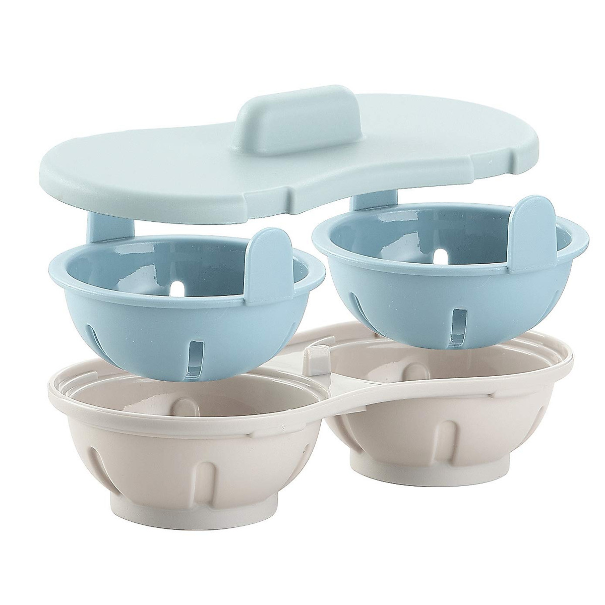 Microwave Egg Poacher BPA Double Egg Poacher Egg Cooker Dishwasher Safe Dual Caves High Capacity Design Microwave Poached Egg Steamer