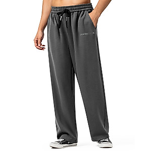HHZ Men's Cotton Casual Loose Fit Sweatpants Yoga Baggy Sweats Open Bottom Sweatpants Lounge Jogging Gym Workout Pants Wide Leg Sweatpant(Y001Grey,38)