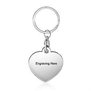 Nauchild Photo Keychain Personalized Heart Key Chain with Engraving Text/Name/Date Anniversary Keychain for Women/Men (silver 1)