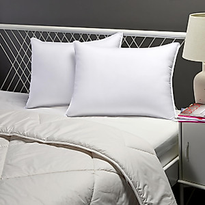 Amazon Basics Down Alternative Bed Pillows, Medium Density for Back and Side Sleepers - Standard, 2-Pack,white