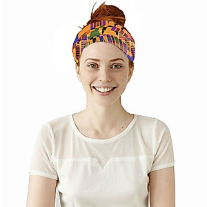 High Elastic Neck Gaiter, Magic Scarf, Bandana, Balaclava,Ghana Kente Cloth Headband for Cycling, Fishing, Motorcycling, Running, Skateboarding, Moisture Wicking Headwear
