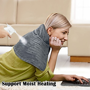 ZXU Jade Stone Heating Pad for Neck and Shoulder, 22" x26“ Electric Heated Neck Shoulder Wrap，Auto Shut Off Weighted 2.3lb,12 Heat Setting and 1-24h Auto-Off,Stay on Function,Hot Heated Pad