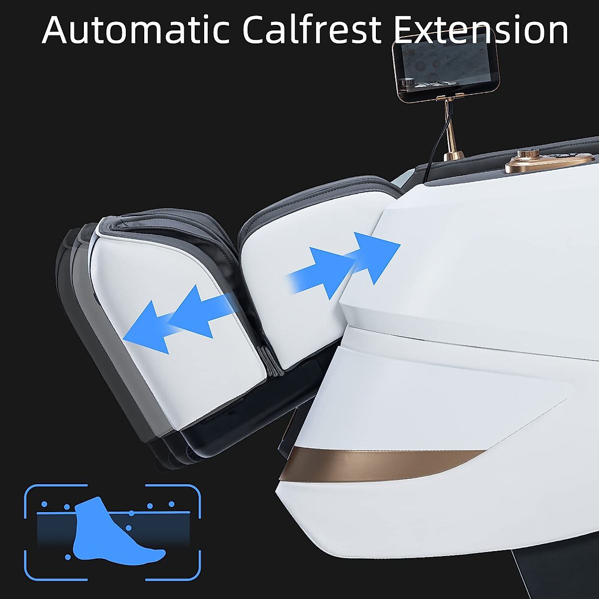 MassaMAX 4D Massage Chair, Full Body Recliner with Zero Gravity, Electric Extendable Footrest, Deep Yoga Stretch, AI Voice Control, Automatic Body Scan, Foot Rollers, and Heat (MT339-Space White)