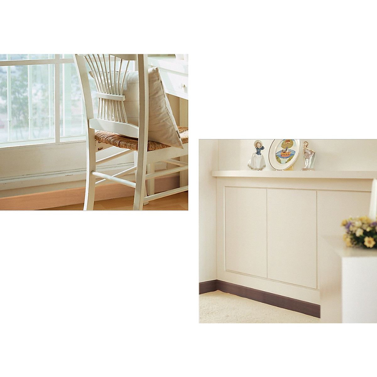 ROSEROSA Peel and Stick PVC Self-Adhesive Wallpaper Border Board Trim Moulding Sticker Stripe Wood (KW122B : 3.93 Inch X 16.40 Feet)