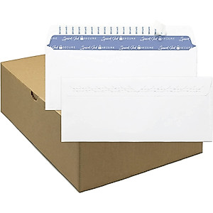 Spark Ink 500 Count Security Envelopes No.10, Self-Seal, Plain Standard Size Business Envelopes 4-1/8 x 9-1/2 Inch, Self Stick Blank White Envelopes, Peel & Seal, Quality 24 lb Paper (Non-Window)