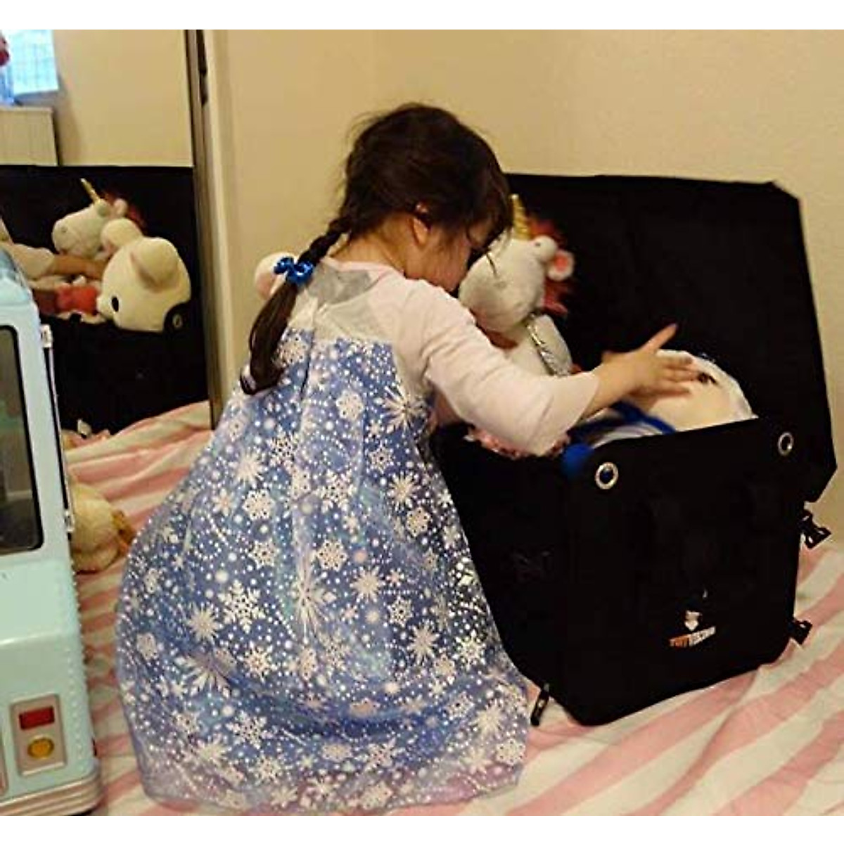 Tuff Viking Convertible Large 3 Compartment SUV Trunk Organizer | Truck Bed Organizer with Cover for Trucks, Cars, SUVs and Groceries. PATENTED ( 4-in-1 with Cover, Black)