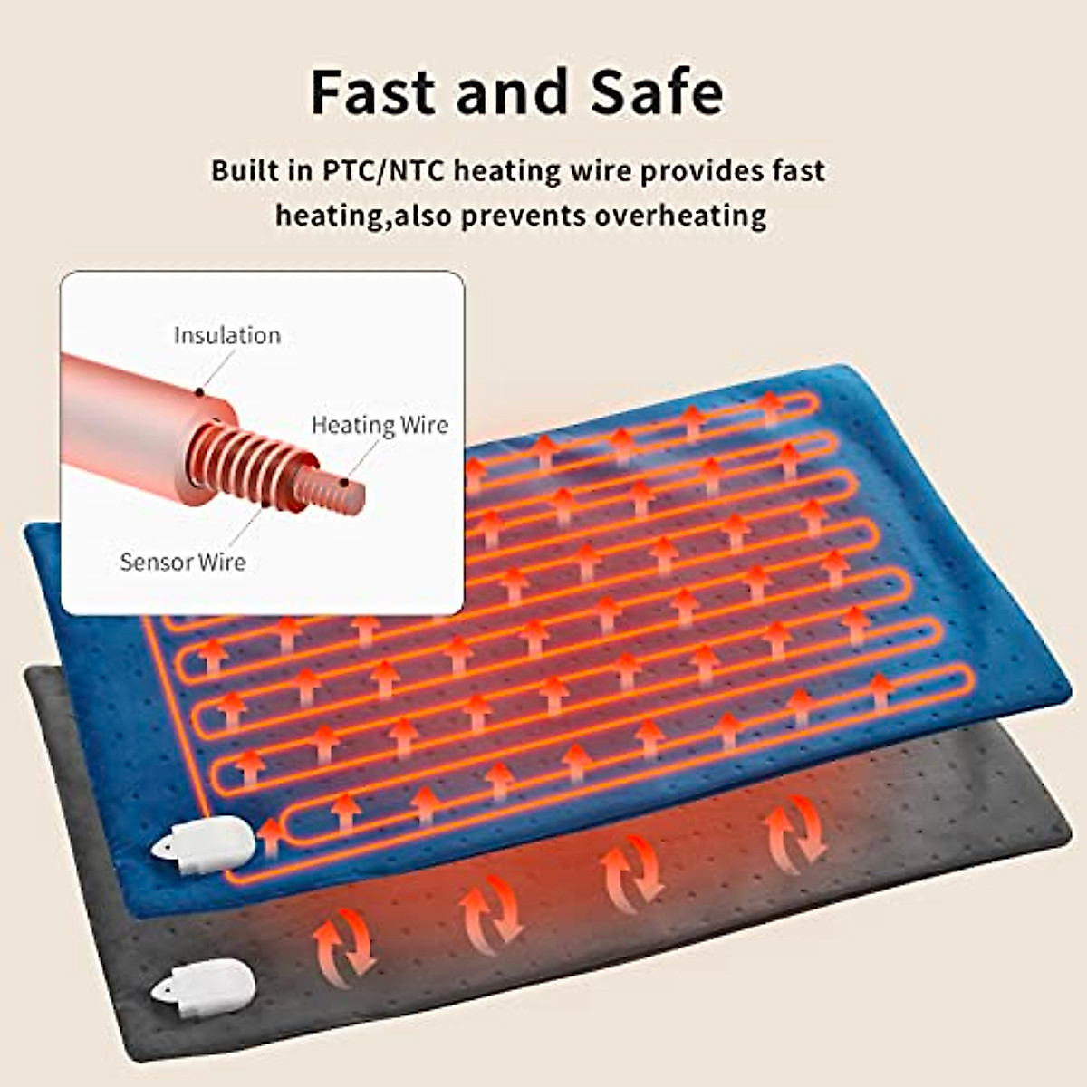 Heating Pad for Back Neck and Shoulder Pain Relief Flannel Electric Heating Pads with LCD Controller 9 Heating Levels 1-12H Adjustable Auto Shut Off Machine Washable