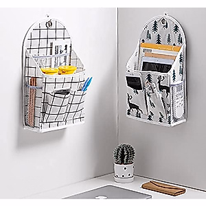 UJLN Wall Hanging Storage Bag, Waterproof Over The Door Closet Organizer Hanging Pocket Linen Cotton Organizer Box Containers for Bedroom, Bathroom, Kitchen, Office (TPYE D)