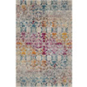 Unique Loom Charm Collection Abstract, Bohemian, Distressed, Modern, Dark Colors Area Rug, 4' 0" x 6' 0", Multi/Ivory