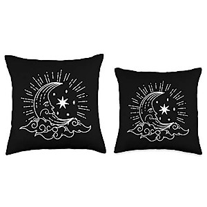 LiveHappy Moon Stars Minimalist Modern Art Throw Pillow, 16x16, Multicolor