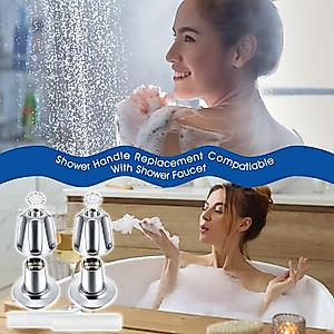 Enhon Bathtub and Shower 2 Handle Remodel Trim Kit Compatible with Pfister Verve Tub Shower, Bathtub Faucet Knob Replacement Include 1 Hot 1 Cold 2 Flanges (Polished Chrome)