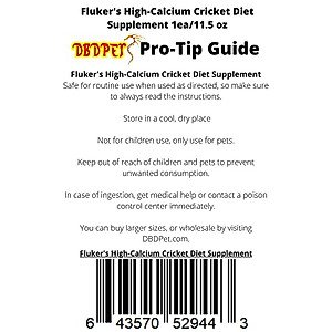 Fluker's High Calcium Cricket Diet 11.5oz - Includes Attached DBDPet Pro-Tip Guide