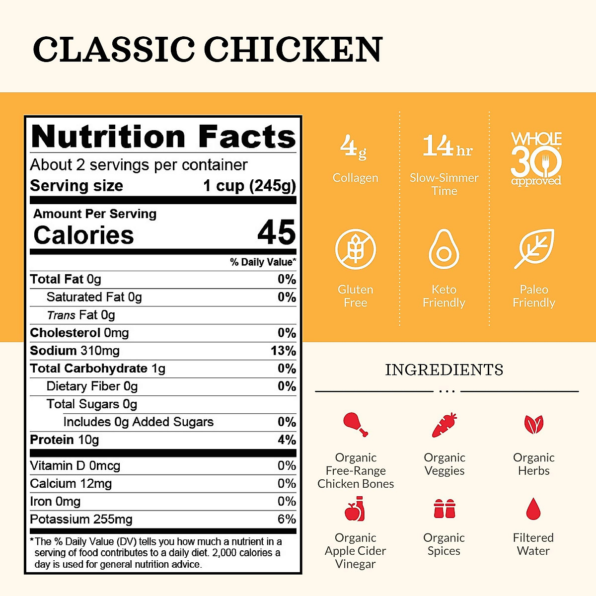 Kettle & Fire, Bone Broth, Chicken, 16.9 Oz