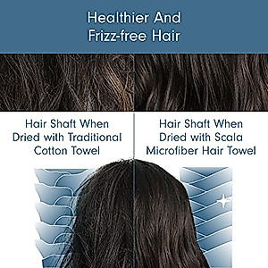 Scala (2 Pack Extra Large Microfiber Hair Towel 24" x 48" Anti Frizz for Long Hair, Multipurpose Bath Towel for Pool, Gym, Yoga, Camping - Quick Drying, Ultra Absorbent Includes Towel Clips