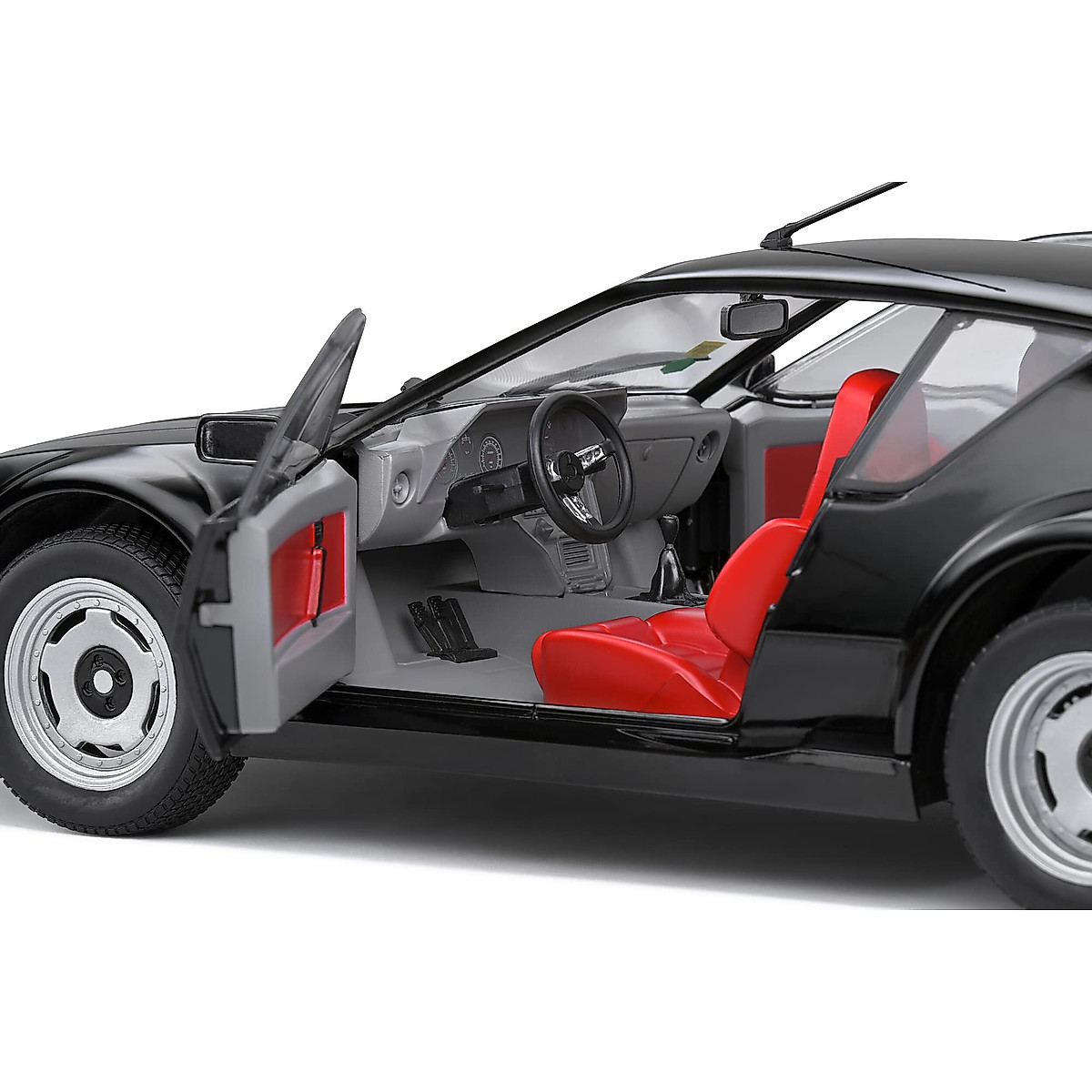 1983 Alpine A310 Pack GT Noir Irise Black with Red Interior 1/18 Diecast Model Car by Solido S1801205