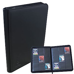 WINTRA Premium 360 Pockets Black Zippered Playing Card Binder - Durable Trading Card Holder Album ，9 Pocket Side Loading Card Folder with 20 Sheet Sleeves for Trading and Sports Cards
