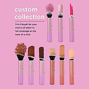Real Techniques Custom Contour 3-in-1 Brush, Custom Slide For Bronzer & Contour Makeup, 3 Settings For Sheer, Medium, or Focused Application, Travel-Sized Kabuki, Cruelty-Free, 1 Count