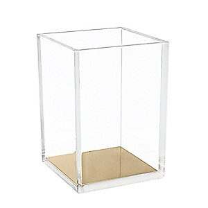 HBlife Acrylic Pencil and Pen Holder, Rose Gold Desktop Stationery Organizer Modern Design Office Desk Accessory