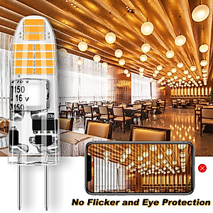 AGOTD G4 LED Bulb, 2W 12V G4 Bi Pin Bulb, G4 20W Halogen Bulb Replacement, Warm White 3000K，No-Flicker， Chandelier Lighting/Landscape Lighting/Microwave Lighting（6 Pack）