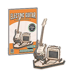 ROBOTIME 3D Puzzle for Kids Wooden Craft Kits DIY Model Guitar Kit to Build Brain Teaser Puzzle Toy Creative Gift for Teens & Adults