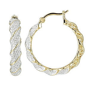 Amazon Essentials 18k Yellow Gold Plated Bronze Diamond Accent Two Tone Twisted Hoop Earrings (previously Amazon Collection)