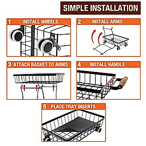 Asani Slim Kitchen Organization Shelf Rack, Convertible 4 Tier Wire Rack Shelving with Wheels, Works as Bathroom Shelf Organizer, Spice Rack Organizer, Wire Fruit Basket, Laundry Room Storage