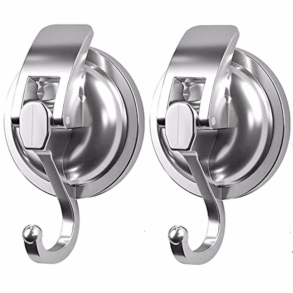 TESOT Suction Cup Hooks, Shower Hooks, Upgraded Suction Cups for Glass Chorme Silver, 2 Pack
