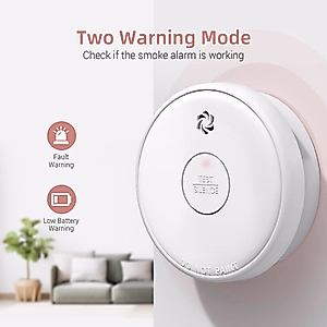 Fire Alarms Smoke Detectors, Smoke Alarm Battery Operated, 10-Year Product Life, Fire Alarm with Test Button & Low Battery Signal, Photoelectric Technology Fire Detectors for Bedroom and Home (4 Pack)