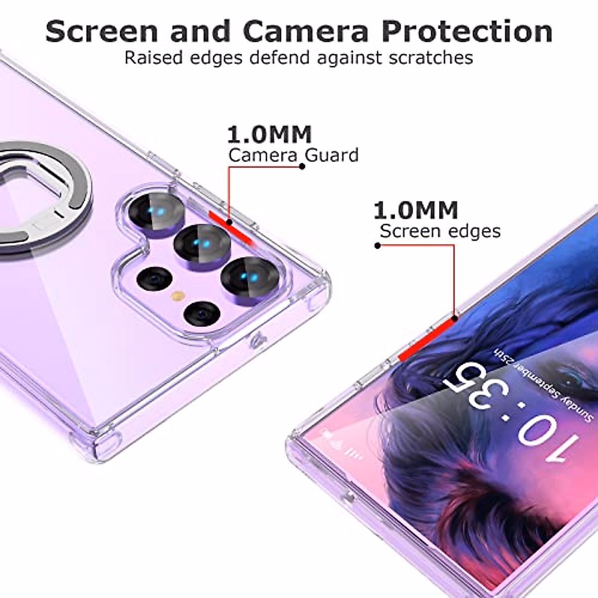 WATACHE Design for Galaxy S23 Ultra Case, Clear Crystal Slim Fit S23 Ultra Protective Hard PC Phone Case Cover with Ring Holder Kickstand for Samsung Galaxy S23 Ultra 2023,Clear 1