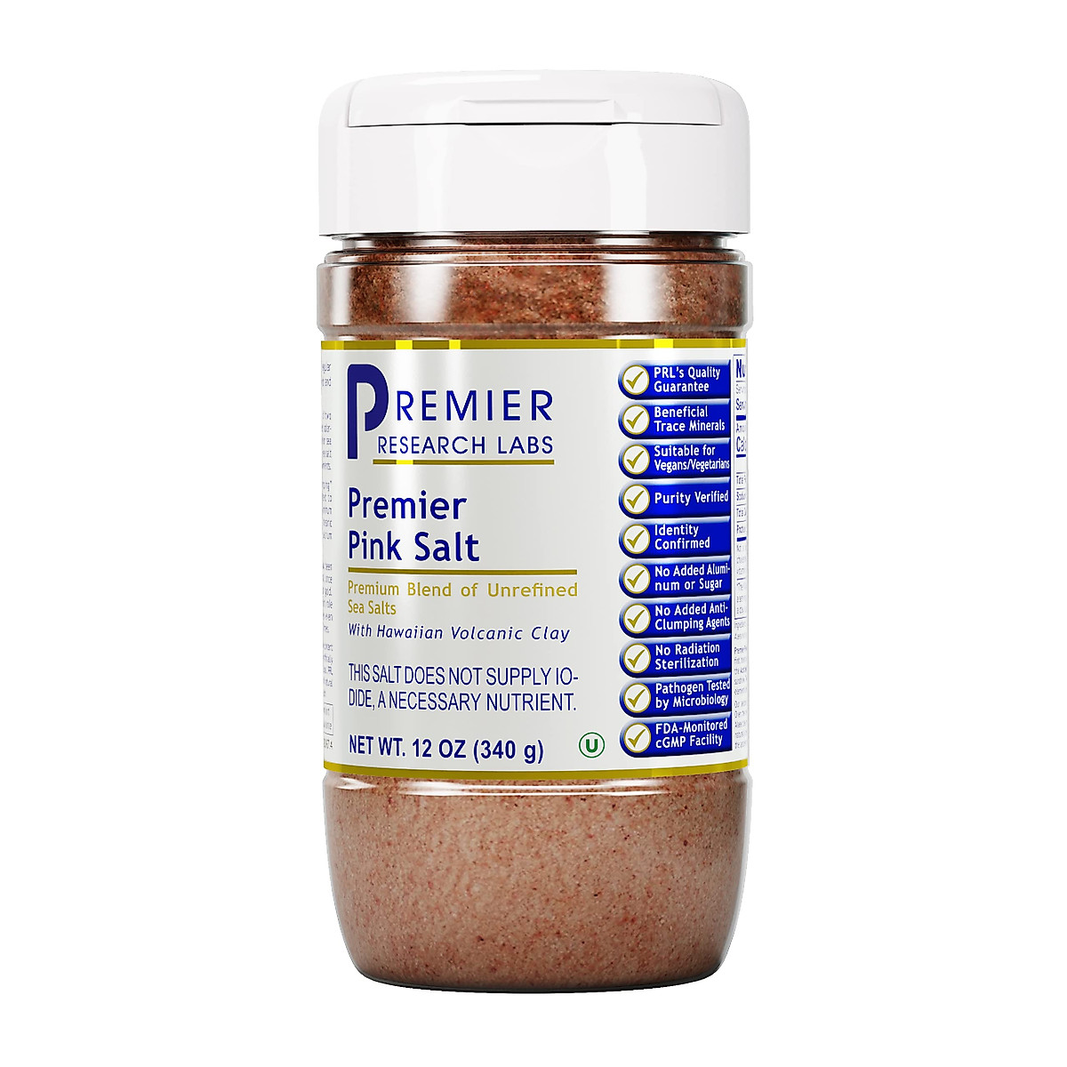 Premier Research Labs Premier Pink Salt - Unrefined Sea Salts with Hawaiian Volcanic Clay - Daily Cooking Salt - Australian Sea Salt & Pink Alaea Hawaiian Sea Salt - No Anti-Clumping Agents - 12 oz