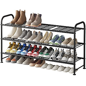 LINZINAR Shoe Rack 3 Tier Storage Organizer for Closet Entryway Metal Black