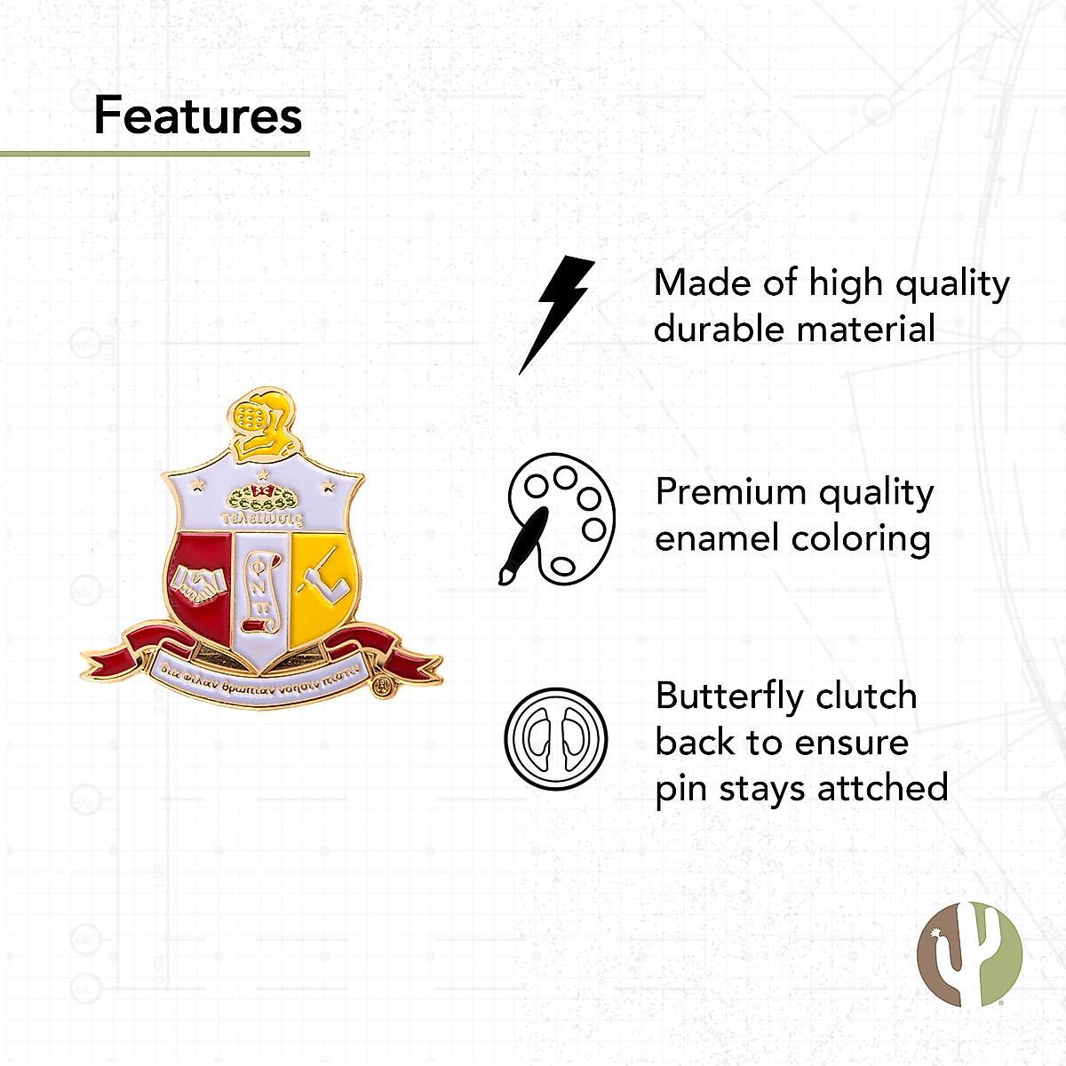 Desert Cactus Kappa Alpha Psi Lapel Pin Gold Crest Fraternity Enamel Formal Wear Blazer Jacket Nupe