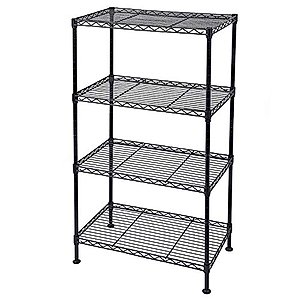 Karl home 4-Tier Heavy Duty Metal Storage Shelves, Adjustable Wire Shelf Rack for Kitchen/Bathroom/Pantry/Cabinet/Garage Organizers,700lbs Capacity, 19.69”L x 11.81”W x 31.5" H, Black