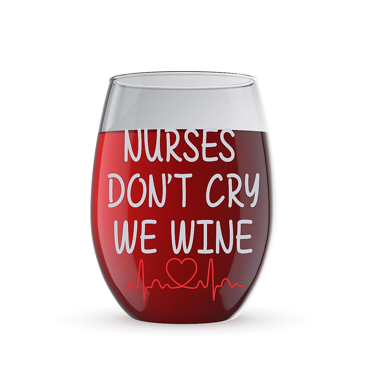 AW Fashions Nurses Don't Cry We Wine Funny 15oz Crystal Stemless Wine Glass - Fun Wine Glasses with Sayings Idea For Women, Her, Mom on Mother's Day Or Christmas